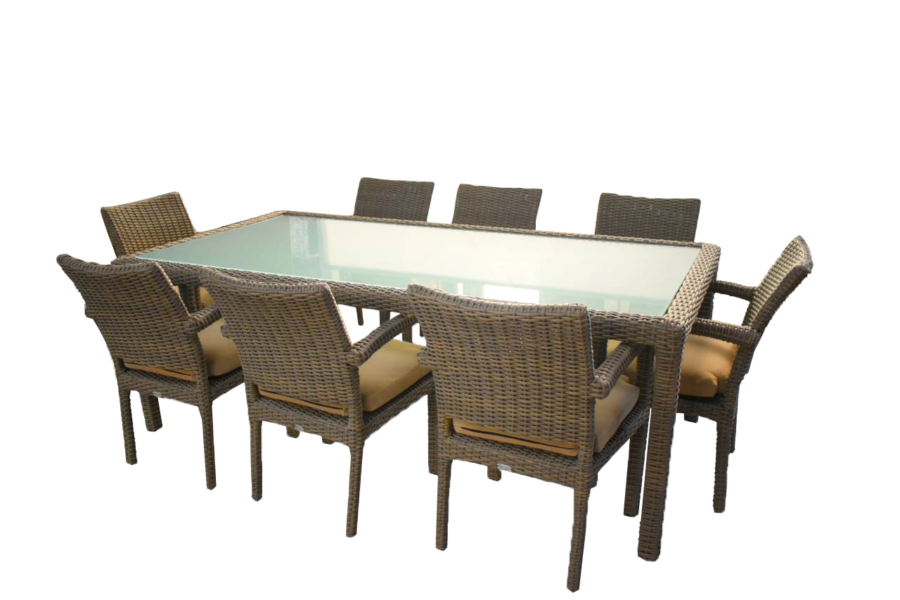 Mesa rectangular c/ 8 sillas mod. Mazatlan » Rattan Vallarta